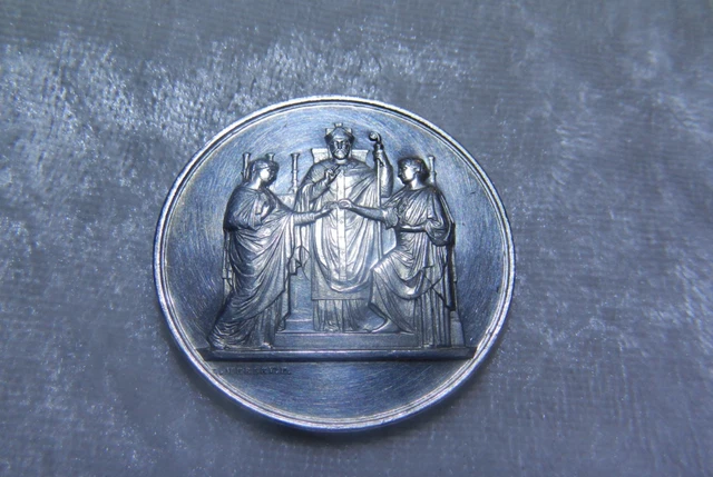 ANCIENNE MÉDAILLE RELIGIEUSE de mariage en argent massif 1907 EUR 49,90 ...