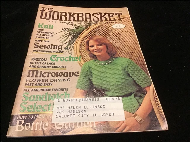 WORKBASKET MAGAZINE AUGUST 1977 Knit Button Trimmed Pullover Sweater £6 ...