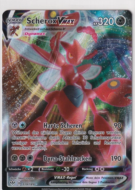 POKEMON CARTE FLAMING Ténèbres Numéro 119/189 Scherox Vmax Allemand EUR ...