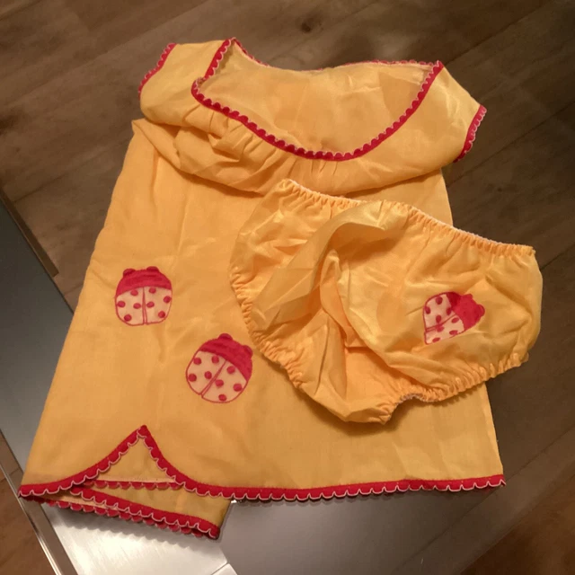 NACHTHEMD MIT HÖSCHEN XXS Mädchen Vintage Gelb/rot Maikäfer Motiv ...