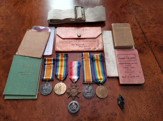 WW1 BRITISH CAMPAIGN Medals Victory Star 2 Brothers Thorpe Belt Mirror ...