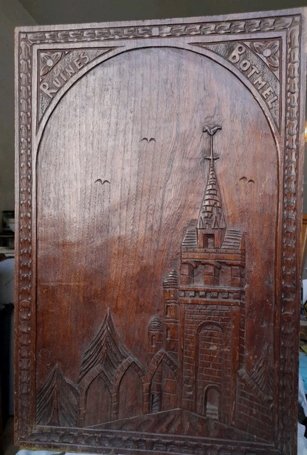 GRAND PANNEAU BOIS 19e religieux Eglise Tabernacle Breton Gothique ...