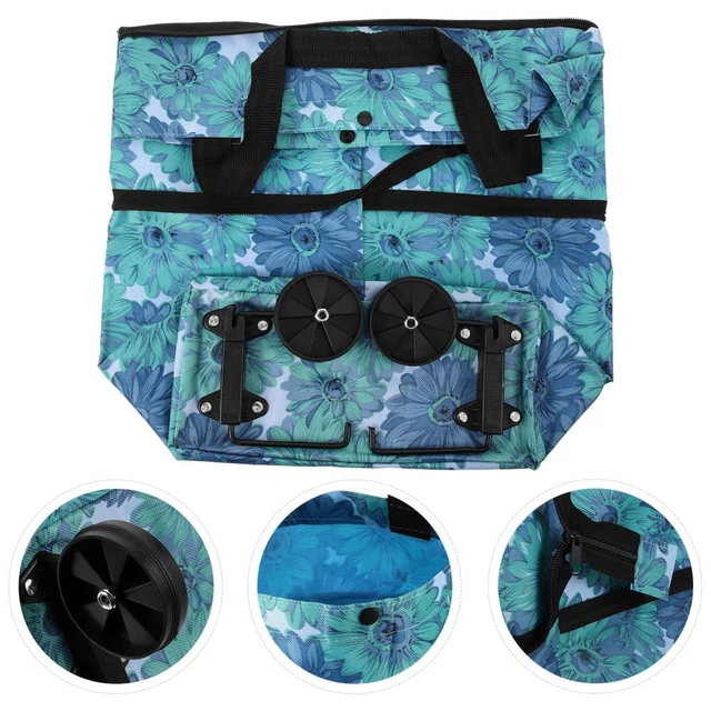 SPACIOUS FOLDABLE TOTE Bag With Wheels And Handle For Shopping Cart ...