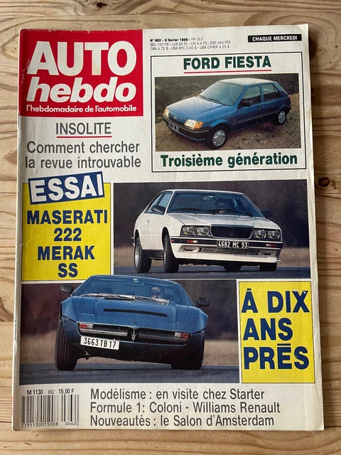 MAGAZINE AUTO HEBDO N°662 8/02/1989 Rallye Wrc F1 Williams Maserati 222 ...