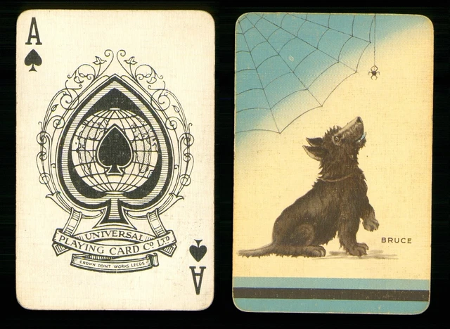 ACE OF SPADES playing card Universal dog Scottie Bruce spider vintage ≠ ...
