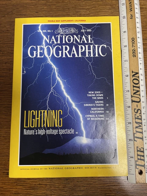 NATIONAL GEOGRAPHIC MAGAZINE July 1993 Lightning Storm Cover Vol 184 No ...