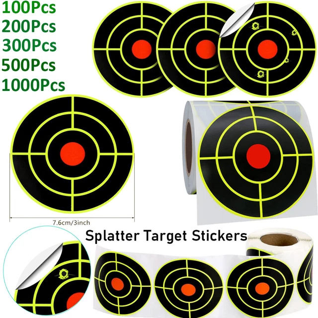 SPLATTER TARGET STICKERS 3" Reactive Targets Shooting Fluorescent ...