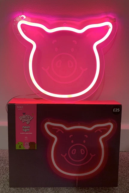 MARKS & SPENCER Percy Pig Pink Neon Light M&S Kids Bedroom BNWT ...