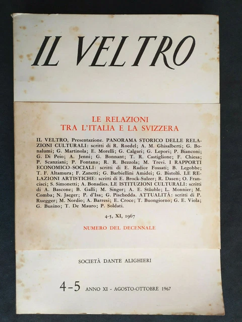 IL VELTRO LE relazione tra l'Italia e la Svizzera. Società Dante ...