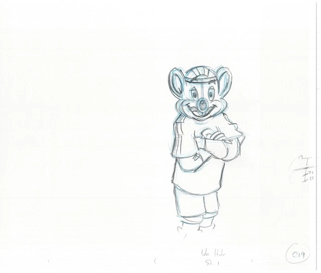 CHUCK E CHEESE Pizza Commercial Production Animation Cel Drawing 2005 B ...