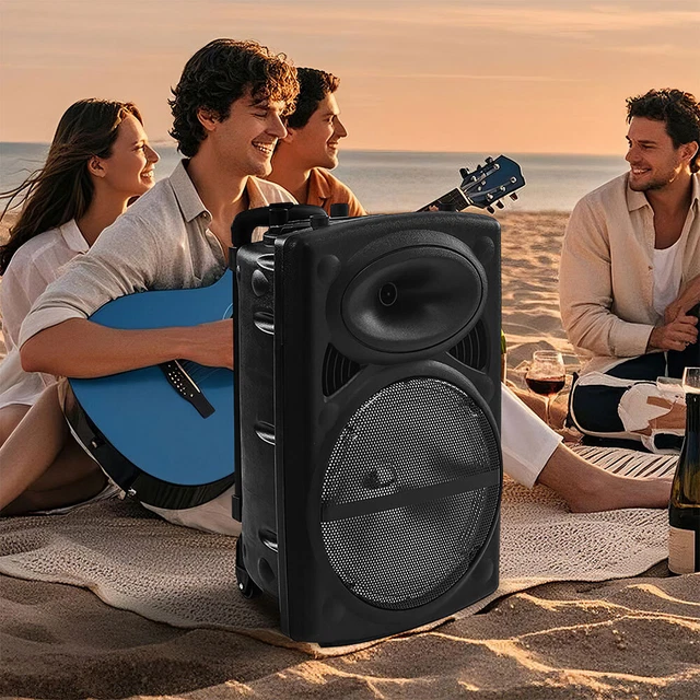 PARTY TROLLEY PULL Rod Speaker Wireless Stereo Battery Speaker Music ...