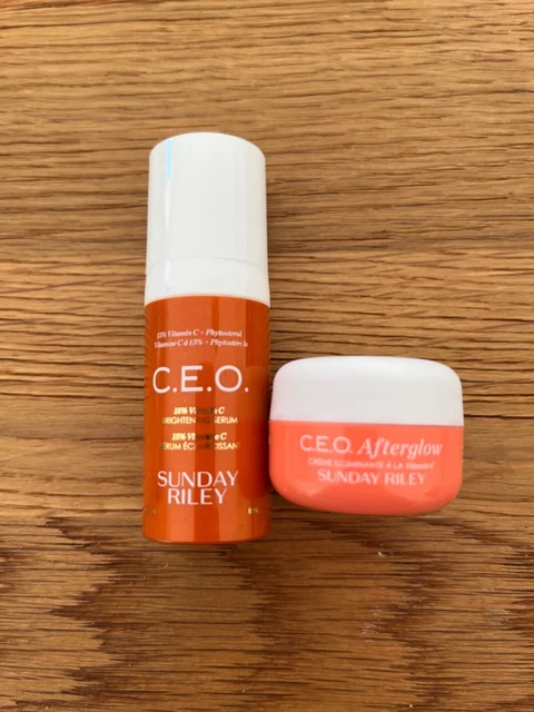 SUNDAY RILEY CEO sample set - 8ml 15% vit c serum and 8ml afterglow ...
