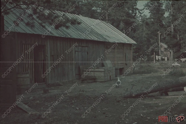 ++ ORIGINAL FARBDIA Agfacolor Front Soldaten Ostfront Bunker bau ...