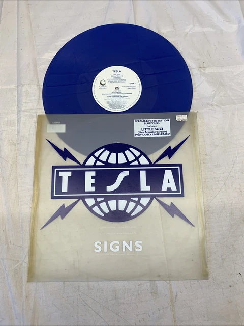 TESLA - SIGNS - Ltd Edition Blue Vinyl 12” Single. £12.99 - PicClick UK