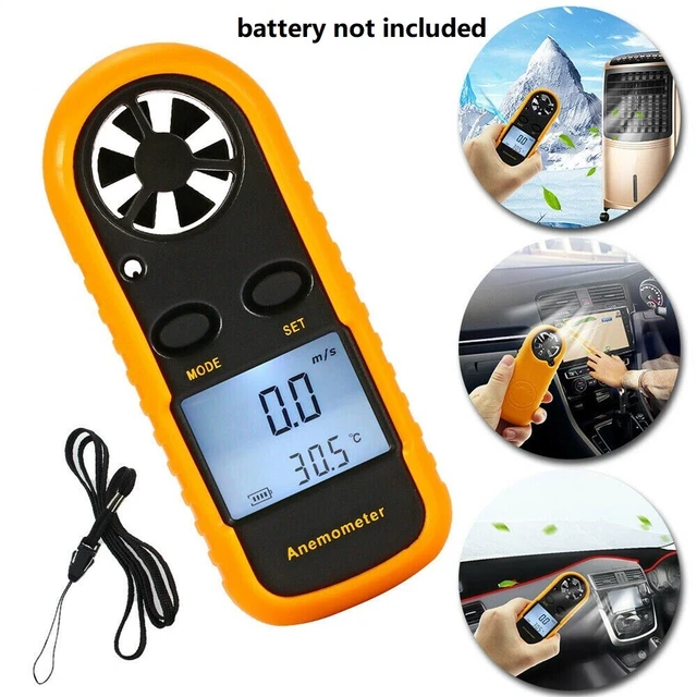 LCD DIGITAL WIND Speed Scale Gauge Meter Anemometer Thermometer Sailing ...
