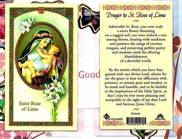 SAINT ST. ROSE of Lima - Prayer to ST rose Laminated Holy Card EUR 1,67 - PicClick FR