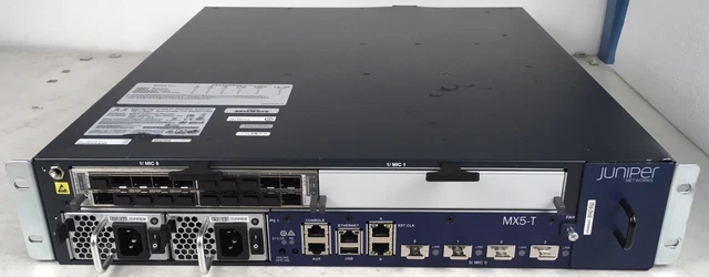 JUNIPER MX5-T-S ROUTER w/ 1x MIC-3D-20GE-SFP 1x MS-MIC-16G 2x PSU $699. ...