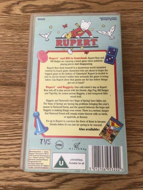 RUPERT BEAR VHS Rupert and Bill in Gameland & Rupert and Raggety video ...