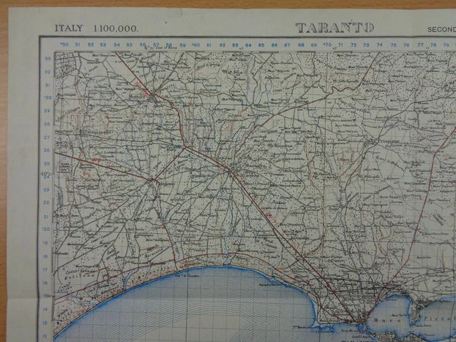 WW2 BRITISH MAP of ITALY entitled "TARANTO" (Scale 1:100,000) EUR 49,03 ...