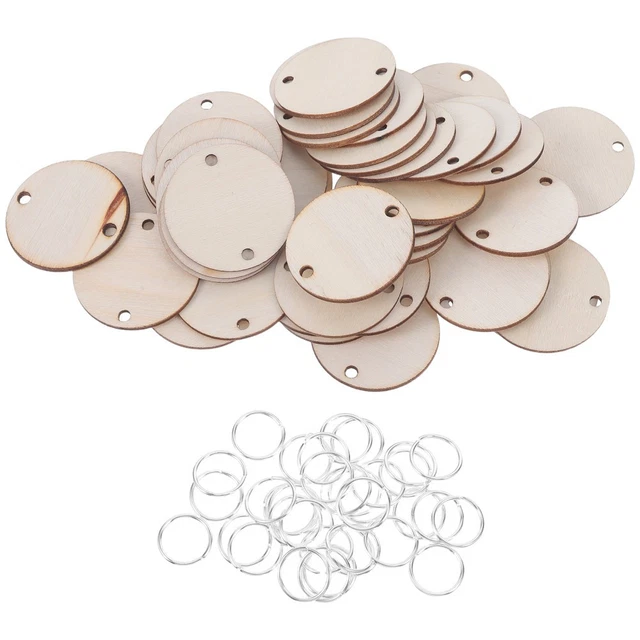 80 PCS PREDRILLED Wood Rounds for Crafts Blank Wooden Tags Burning $18. ...