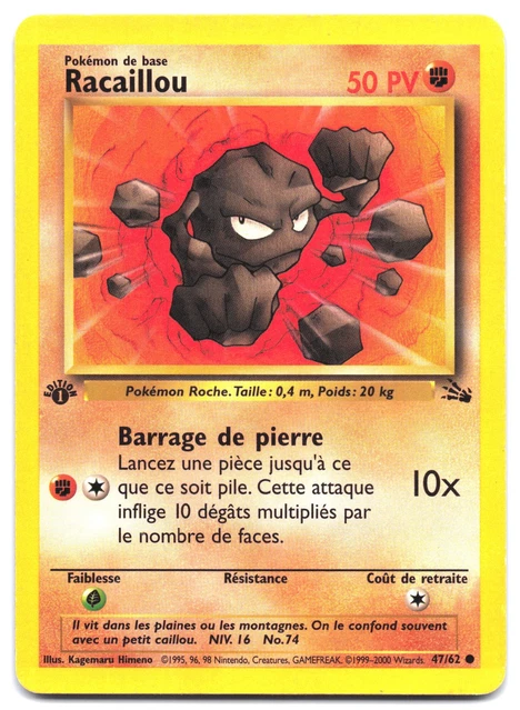 CARTE POKÉMON RACAILLOU 47/62 EDITION 1 ED1 Fossile VF FR EUR 4,97 ...