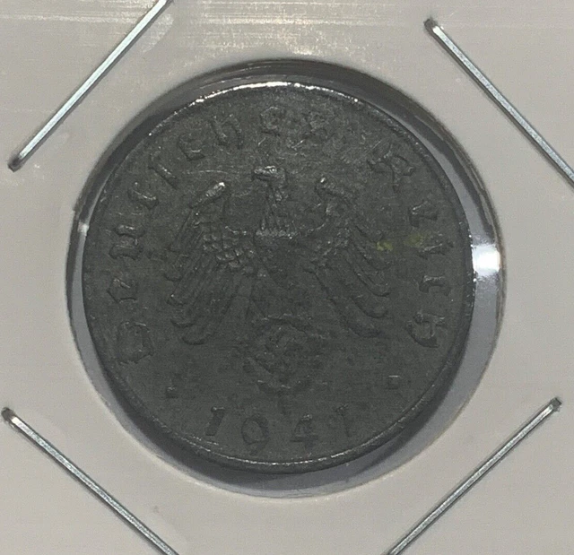 1941-B GERMANY - Third Reich 10 Reichspfennig Nazi Swastika Coin EUR 7 ...