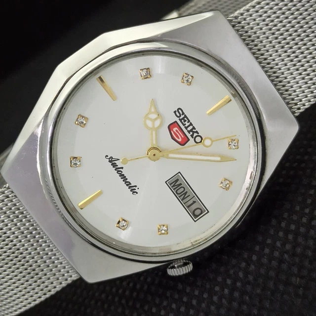 OLD VINTAGE SEIKO 5 AUTOMATIC 7009A JAPAN MENS D/D SILVER WATCH 545d ...