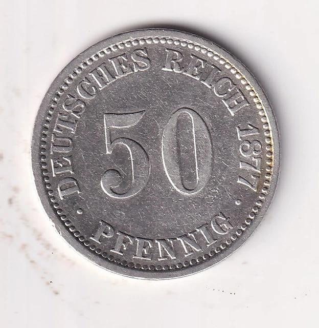 MÜNZE SILBER KAISERREICH 50 Pfennig 1877 J in ss-vz Jaeger 7 nsw ...