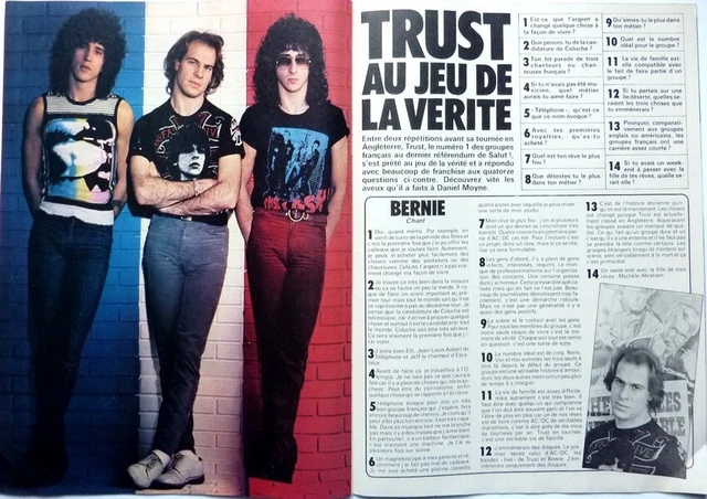 LE GROUPE TRUST (HARD-ROCK) = COUPURE DE PRESSE 3 PAGES 1981 / CLIPPING ...