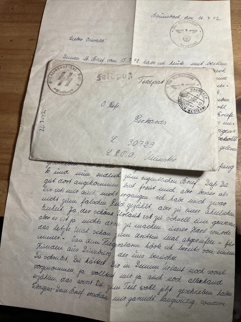 RARE WW2 GERMAN Feldpost Letter from Soldier or family Luftwaffe OLM ...