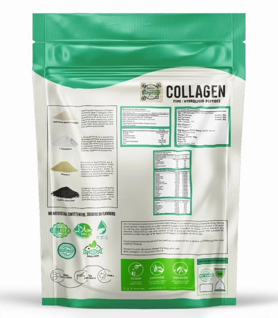 MARINE COLLAGEN POWDER Hydrolysed Peptides Vitamin C Fish Protein TYPE ...