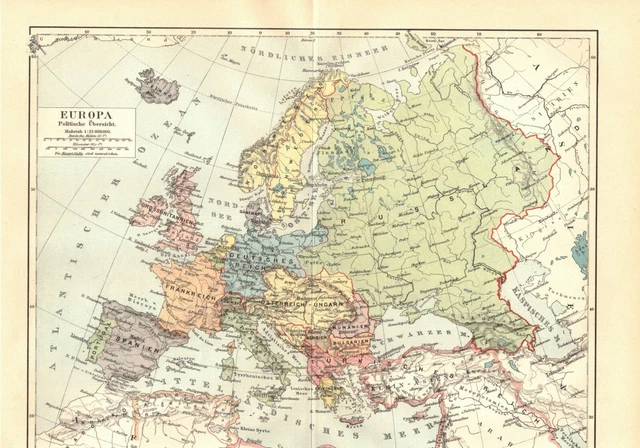 EUROPA, QUATTRO ANTICHE mappe storiche. Litografie del 1900 (D223) EUR ...