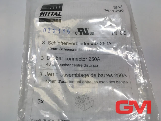 VE 3X RITTAL Schienenverbindersatz 250A SV 9611.000 busbar connector ...