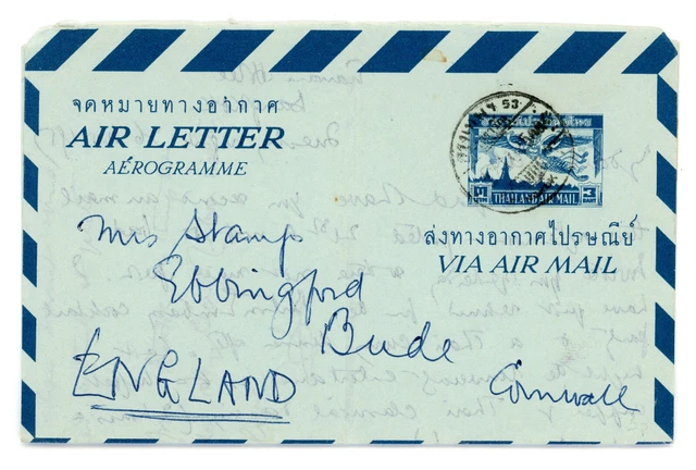 1957 THAILAND 3 Baht Air Letter Aerogramme from Bangkok to England £3. ...