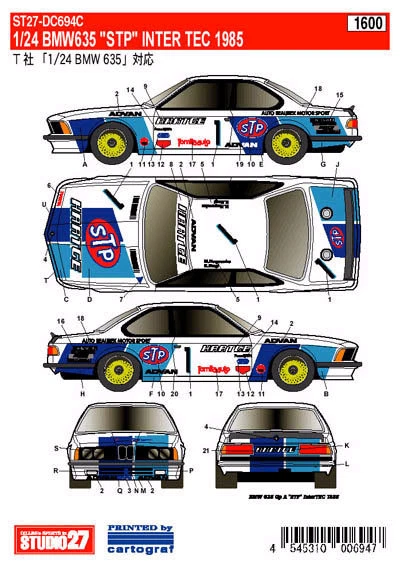 STUDIO 27 1985 STP DECAL SET TAMIYA 1/24 BMW 635 CSi EUR 30,00 ...