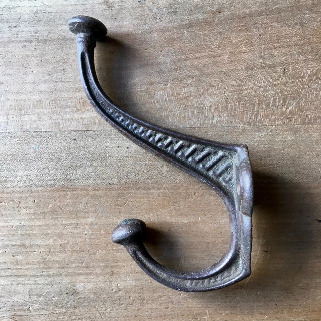 CAST IRON COAT Hook VICTORIAN Original Old Antique Double Hook - 6" £26 ...