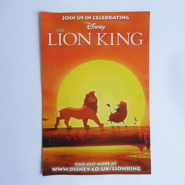 DISNEY THE LION King "Join Us In Celebrating" DVD Promotional Leaflet ...