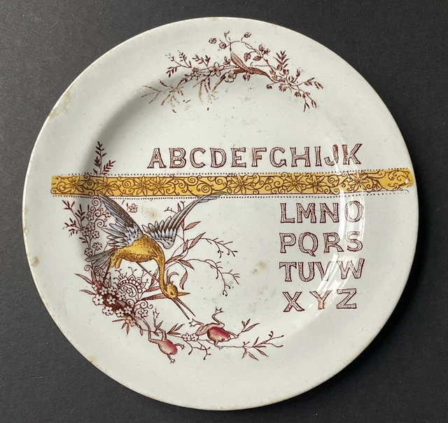 RARE VINTAGE ABC ALPHABET Small Bird Ceramic PLATE Antique Decor £33.82 ...