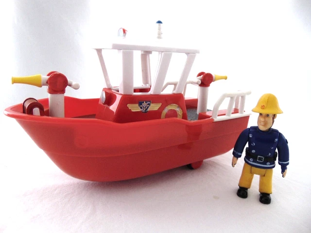 FIREMAN SAM POSABLE Figure With Push Along Titan Fireboat £7.50 ...