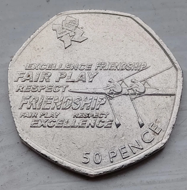50P (FIFTY PENCE) coin, Olympic Rowing, Friendship (GB, 2011, Royal ...