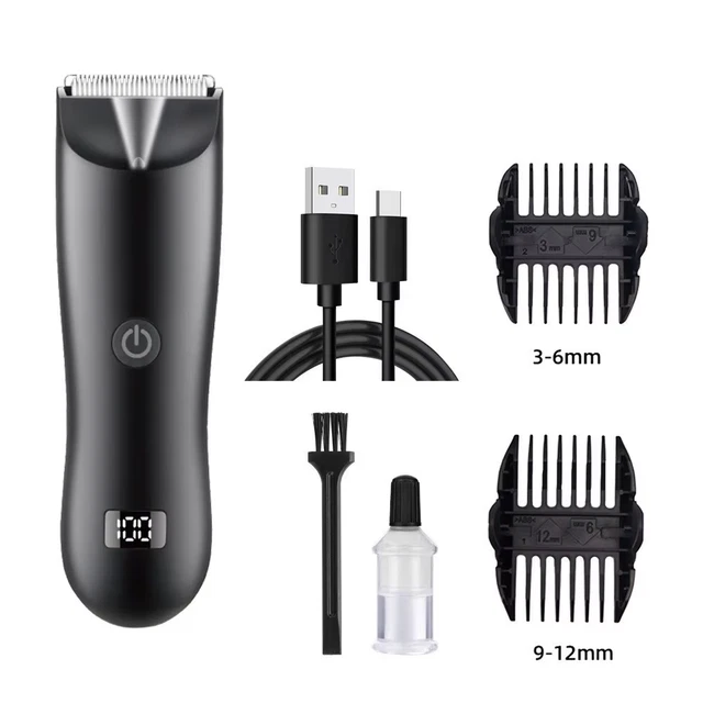 MEN'S GROIN BODY Hair Trimmer, Electric Ball Trimmer, Includes 2 Guard ...