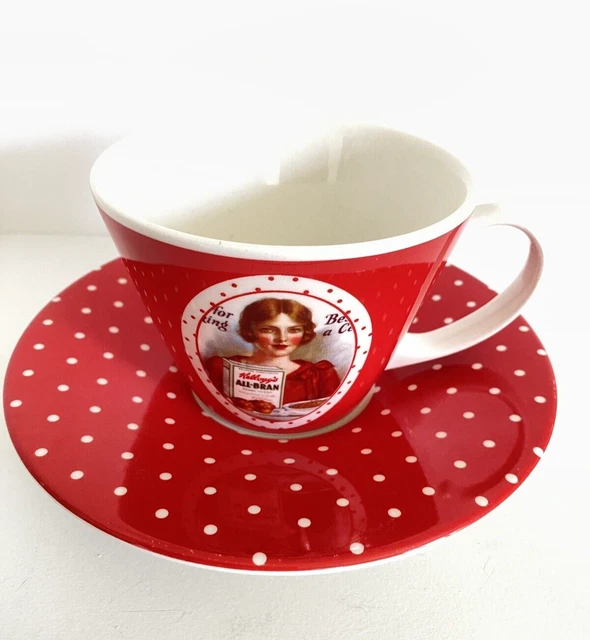 KELLOGGS VINTAGE ALL Bran Breakfast Cup & Saucer Red Polka dot £12.99 ...