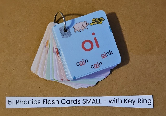 51 PHONICS FLASH Cards With Key Ring - Pictures Sounds Words £4.38 ...