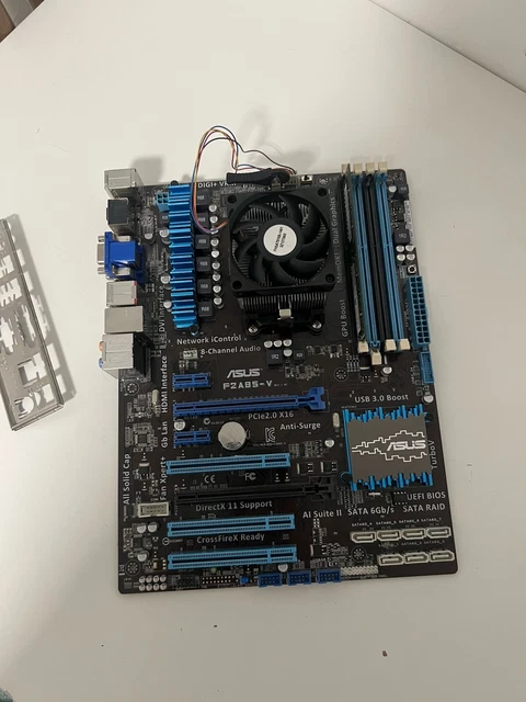 🧩 ASUS F2A85-V | AMD A8-6600 | 8GB RAM | I/O Shield + Fan | BIOS OK £20 ...
