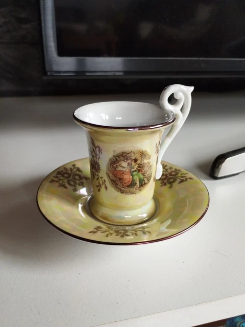 PORZELLAN, MOKKA-/ ESPRESSOTASSE mit Untertasse; Nynphen, Perlmutt, Kahla, DDR EUR 7,85 ...