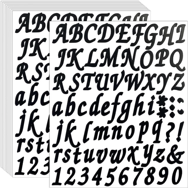 10SHEET 1 INCH Letters Stickers Black Sticker Letters Abc Stickers ...