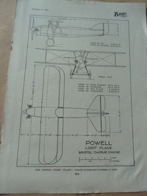 CUTAWAY AIRCRAFT DRAWING, POWELL LIGHT PLANE, from Flight magazine ...