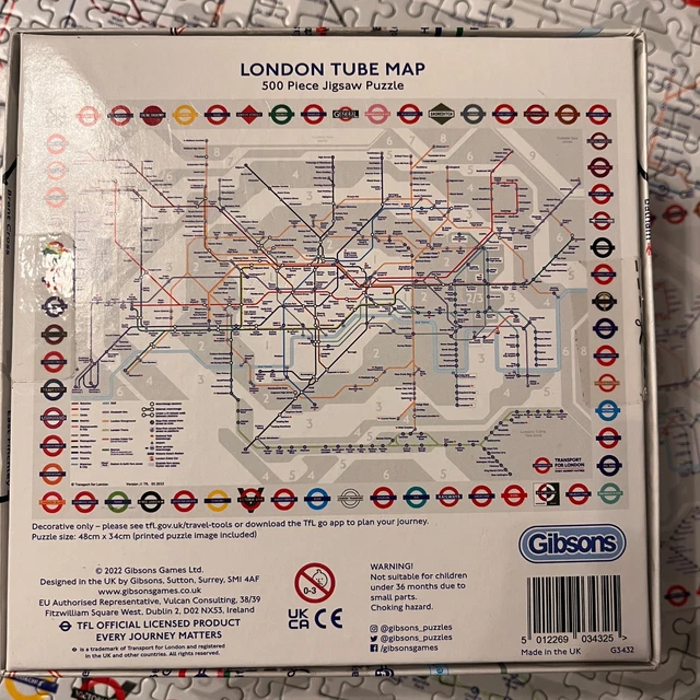 LONDON UNDERGROUND TFL Map, 500 Piece Jigsaw Puzzle, Complete £5.45 ...