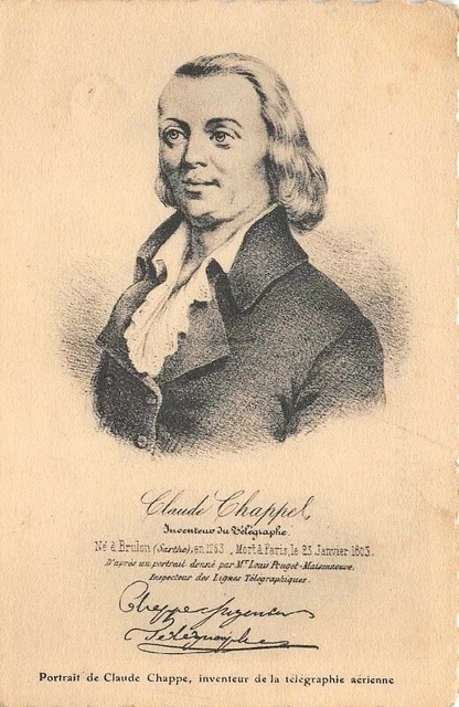 CLAUDE CHAPPE - inventor of the telegraph - born in Brulon (Sarthe) £5. ...