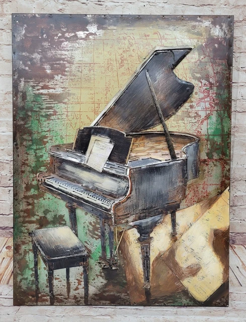 GRAND PIANO ABSTRAIT Pop Art Peinture Original Huile sur Toile Galerie ...